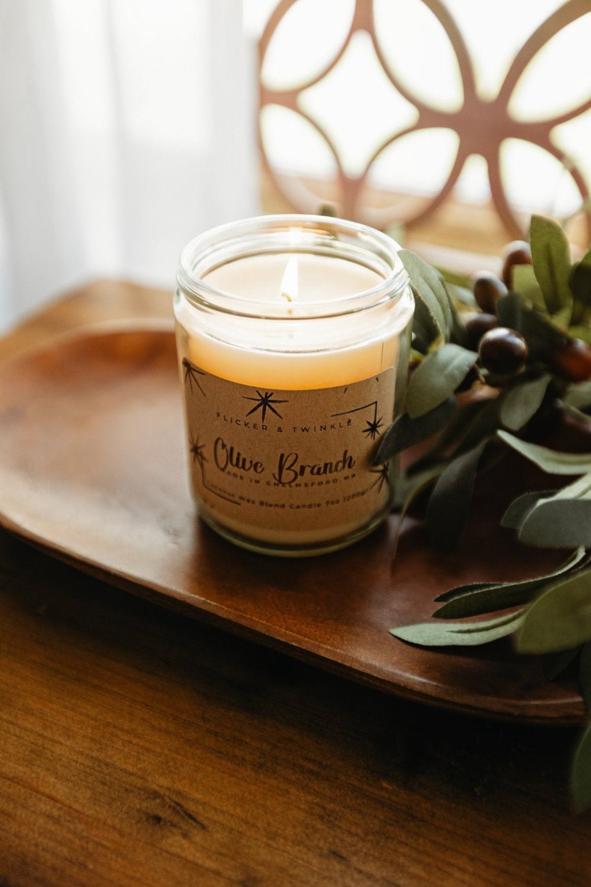 Olive Branch Coconut Wax Candle – Handmade Scented Candle – Flicker And ...